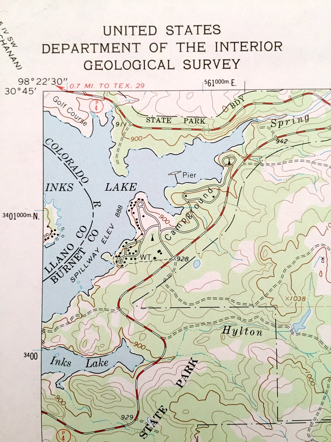 Antique Longhorn Cavern, Texas 1967 US Geological Survey Topographic ...