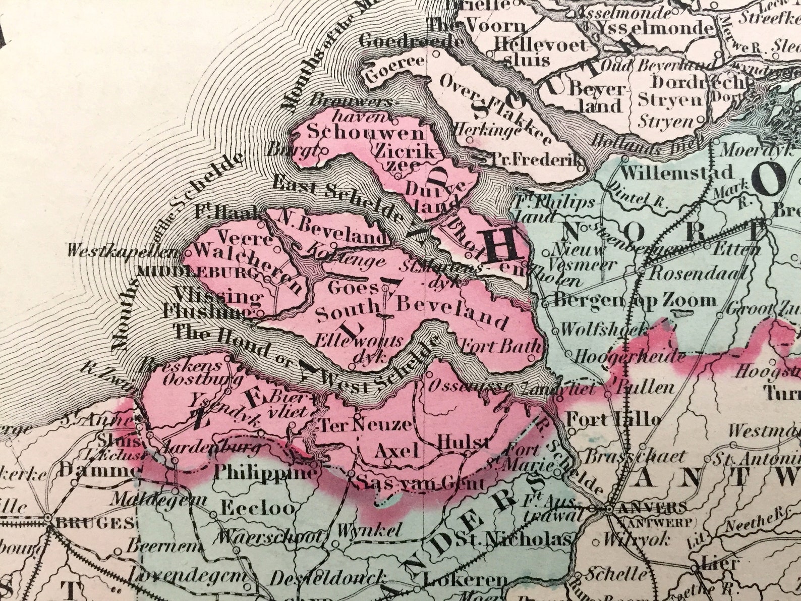 Antique 1864 France, Holland & Belgium Map by Johnson and Ward – Paris ...