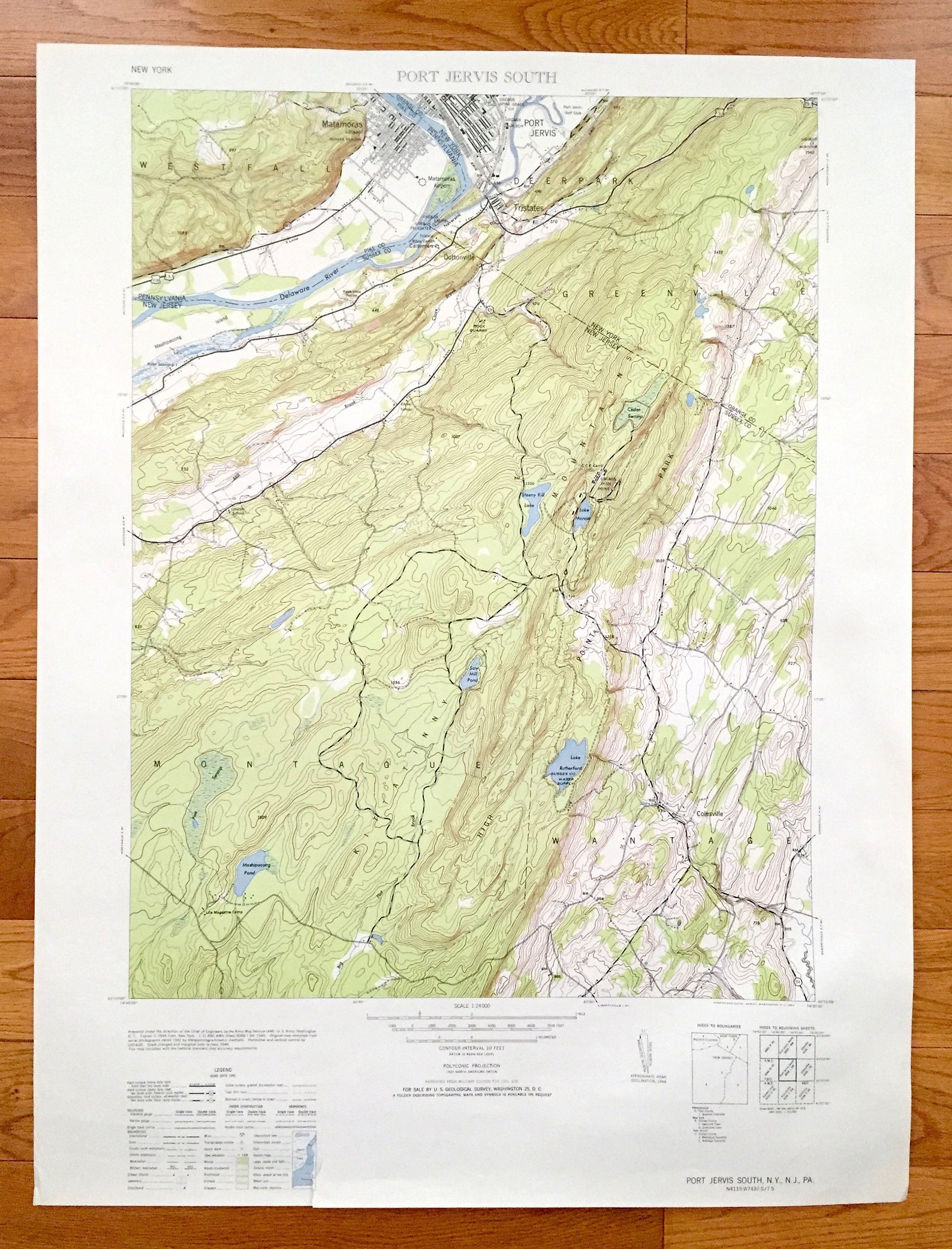 Antique Port Jervis New York 1953 Us Geological Survey Etsy