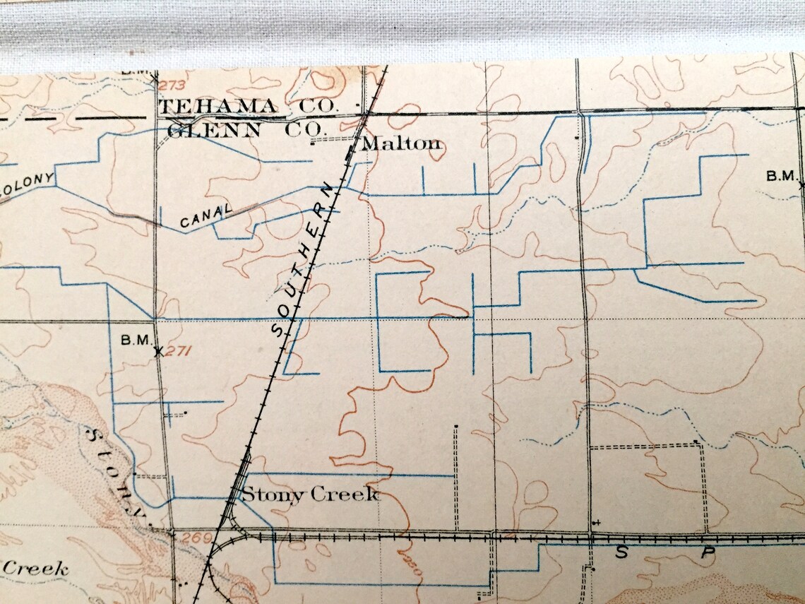 Antique Vina, California 1905 US Geological Survey Topographic Map ...