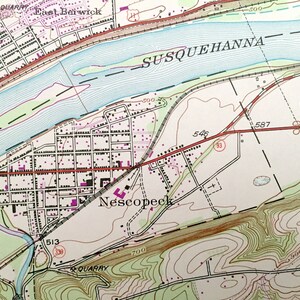 Antique Berwick, Pennsylvania 1955 US Geological Survey Topographic Map ...