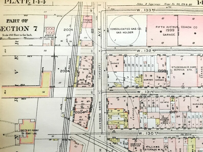 Antique Manhattan, New York City Map From Bromley's 1925 Manhattan Land ...