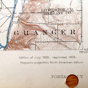 Antique Portage, New York 1905 US Geological Survey Topographic Map ...