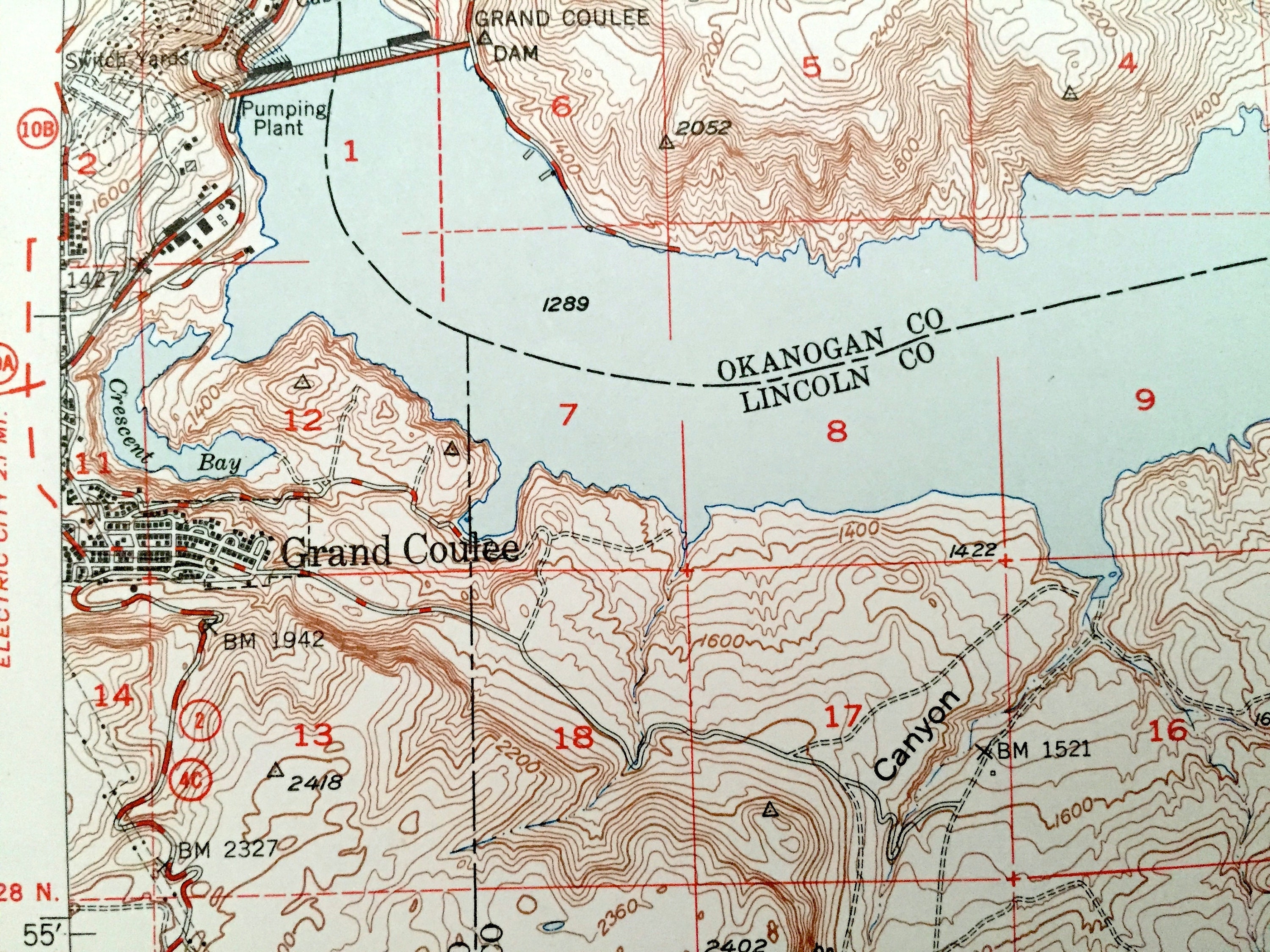 Antique Grand Coulee Dam Washington 1948 US Geological Survey - Etsy