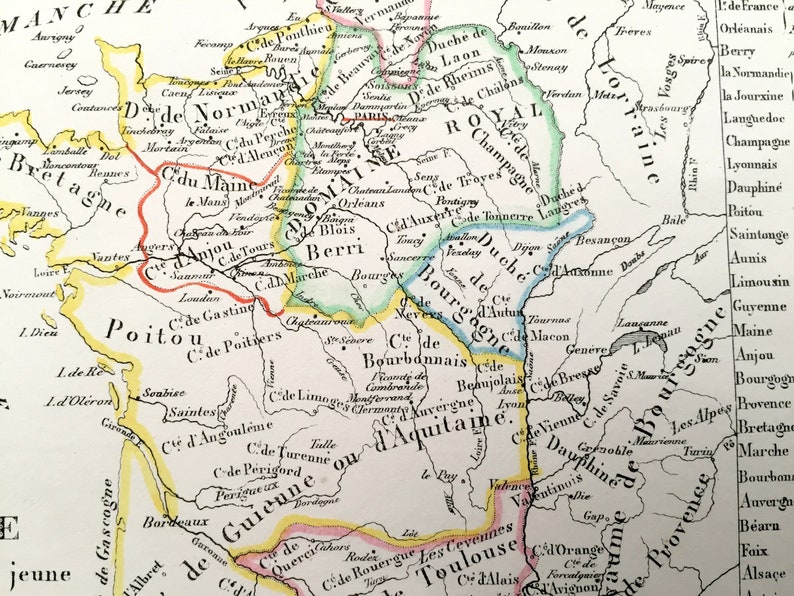 Antique 1835 Ancient France Map From JG Heck's Atlas Géographique ...