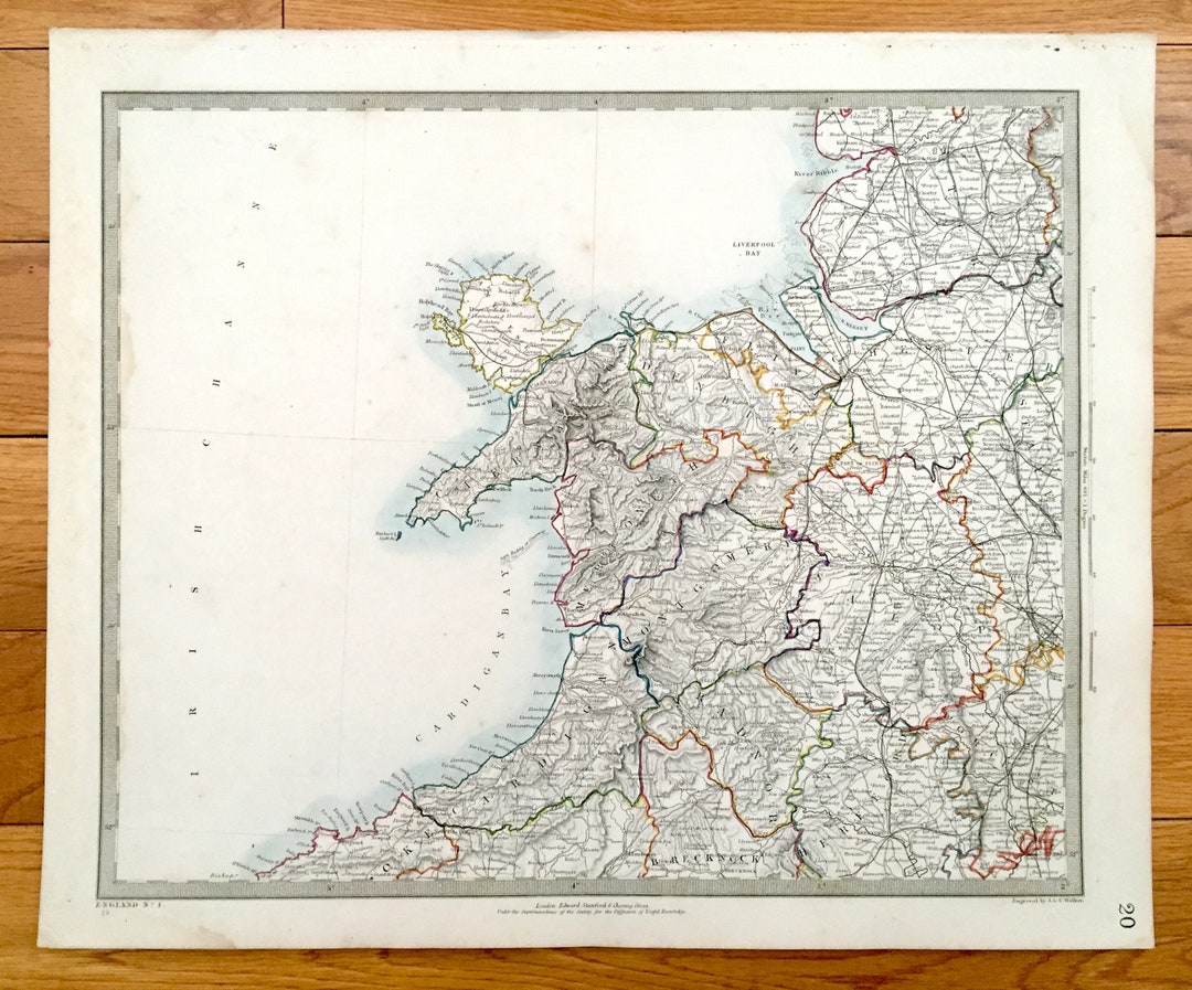 Antique 1845 England Map From SDUK Atlas – United Kingdom, Liverpool ...