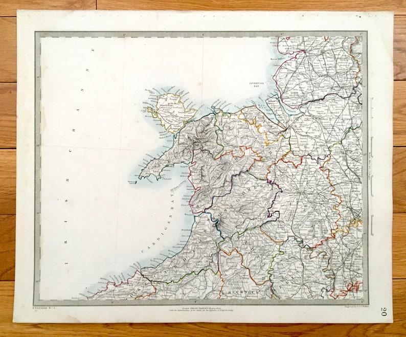 Antique 1845 England Map From SDUK Atlas United Kingdom - Etsy