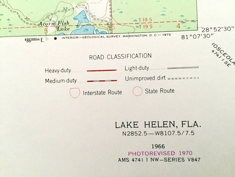 Antique Lake Helen, Florida 1966 US Geological Survey Topographic Map ...