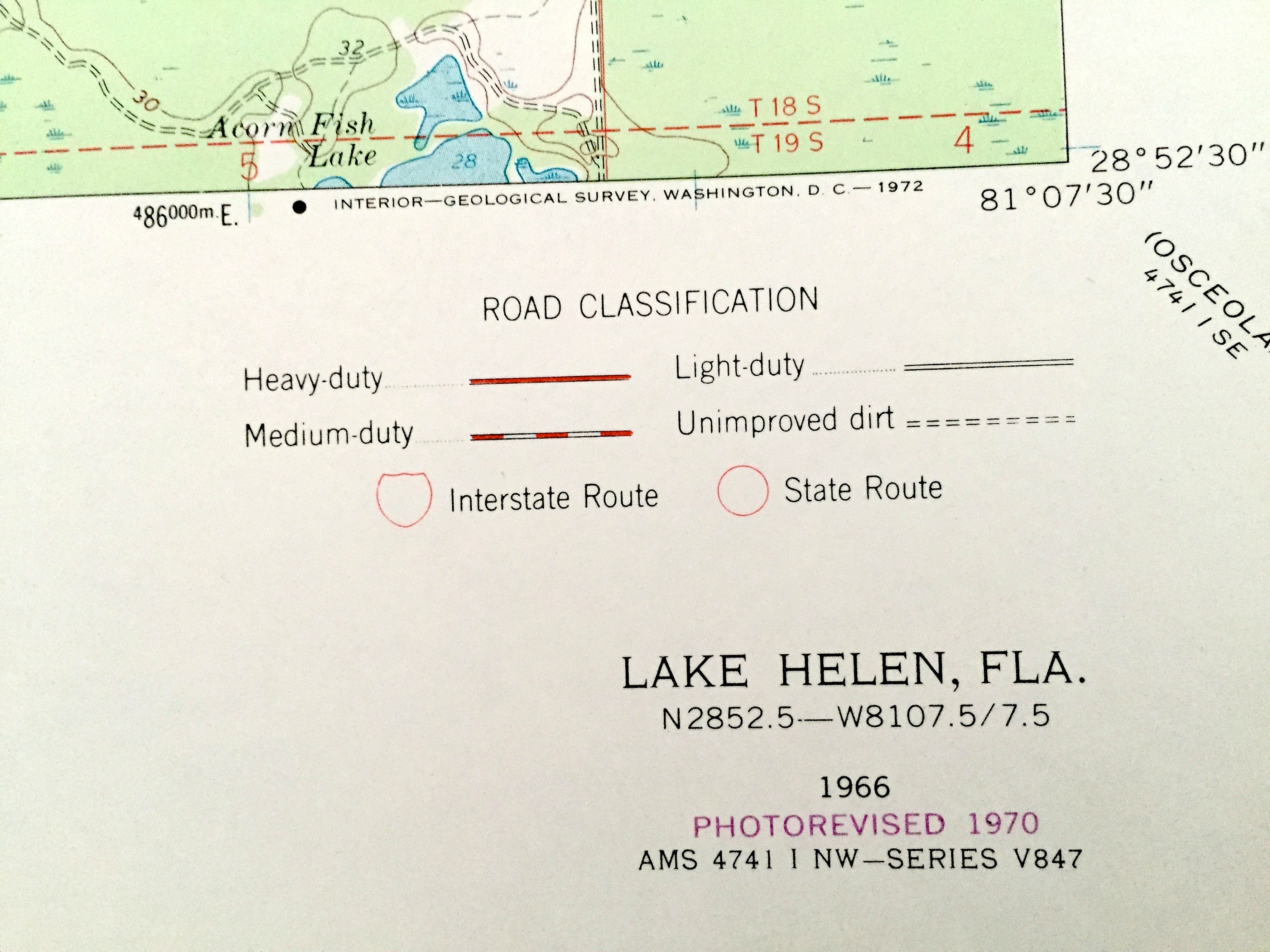 Antique Lake Helen, Florida 1966 US Geological Survey Topographic Map ...