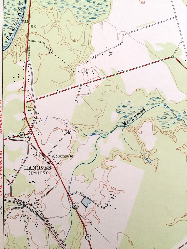 Antique Hanover Virginia 1951 US Geological Survey - Etsy