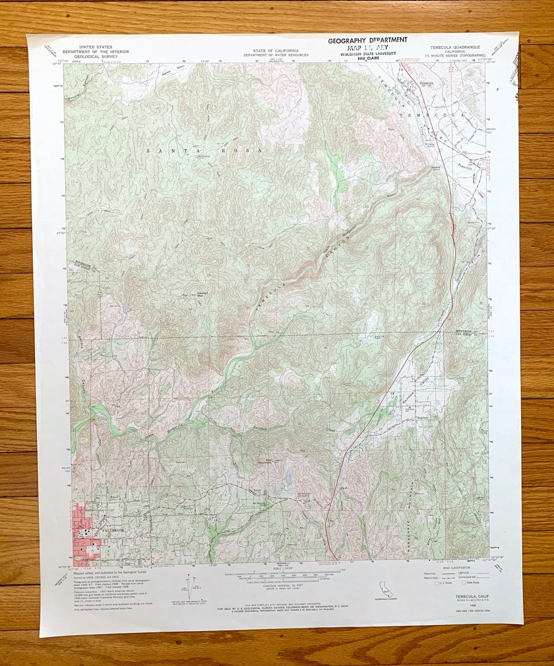 Antique Temecula, California 1968 US Geological Survey Topographic Map ...