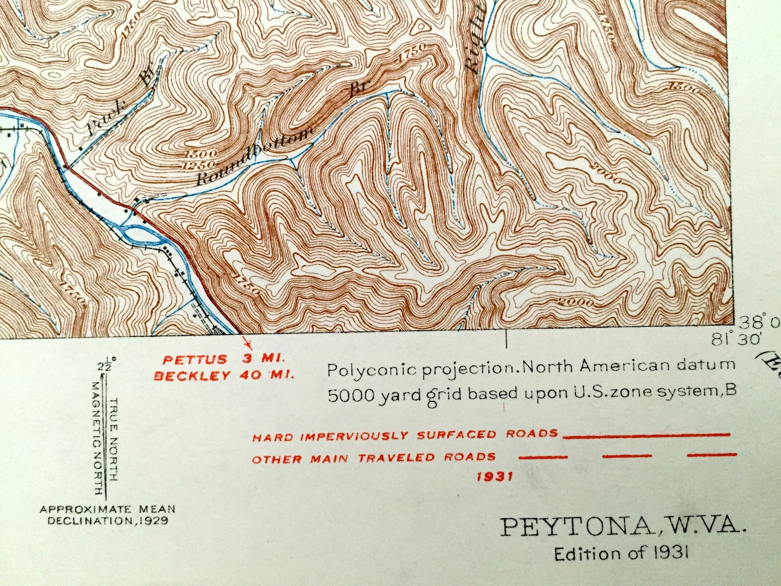 Antique Peytona, West Virginia 1931 US Geological Survey Topographic ...