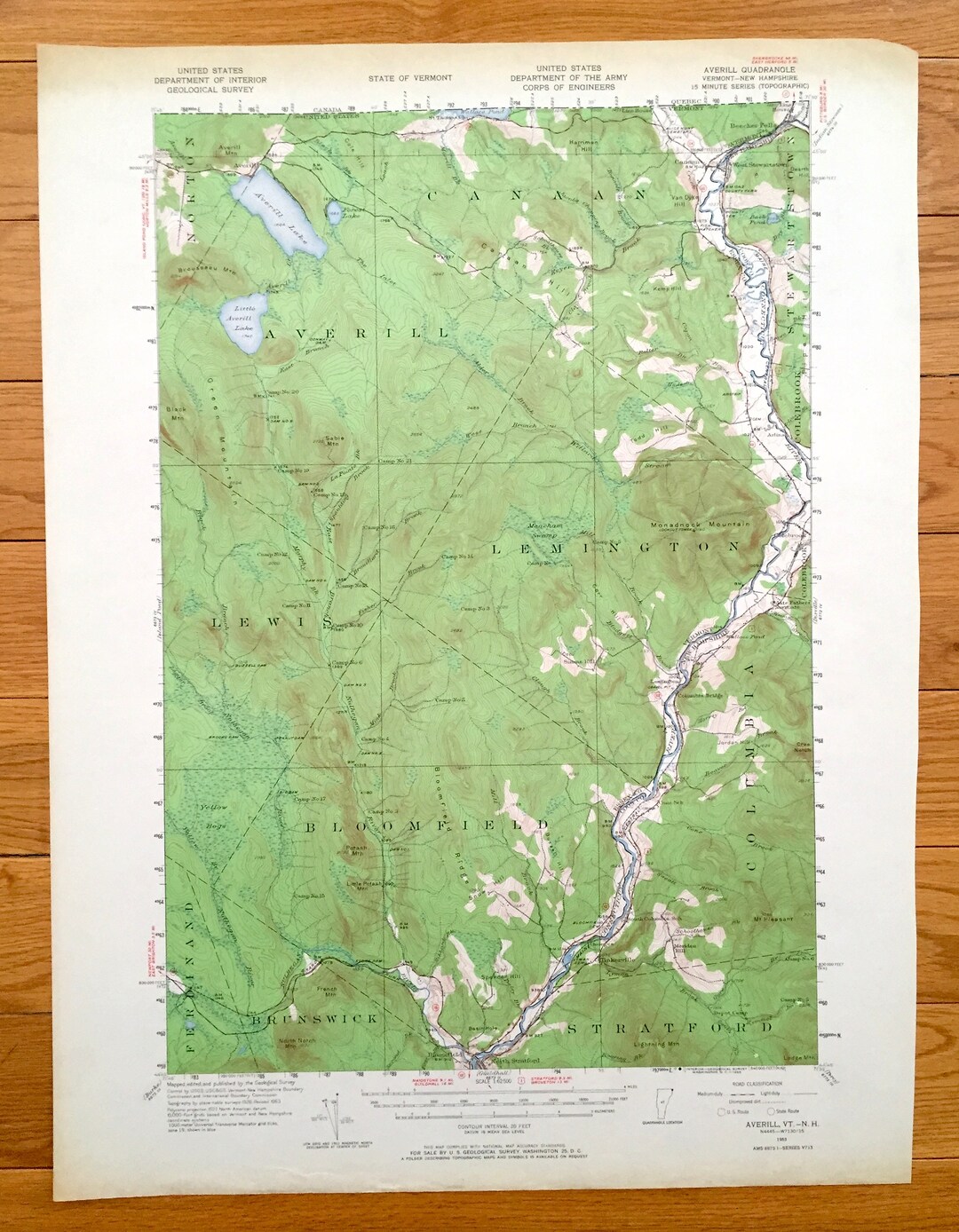 Antique Averill, Vermont 1953 US Geological Survey Topographic Map ...