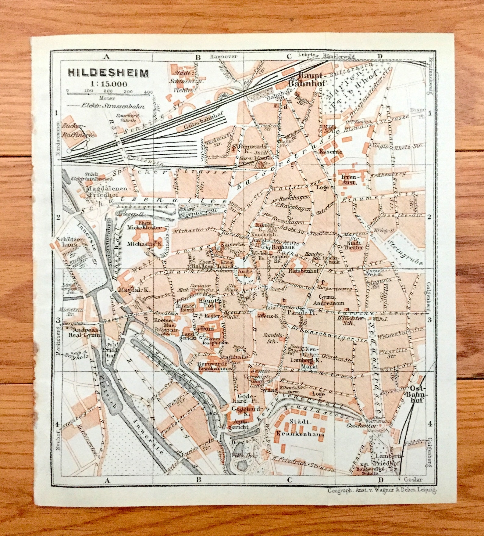 Antique 1925 Hildesheim Germany Map from Baedekers Guide | Etsy