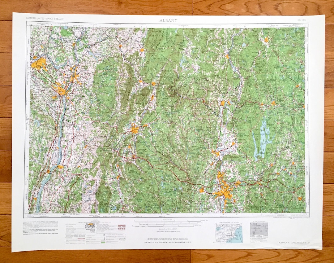 Antique Albany, New York 1962 US Geological Survey Topographic Map ...