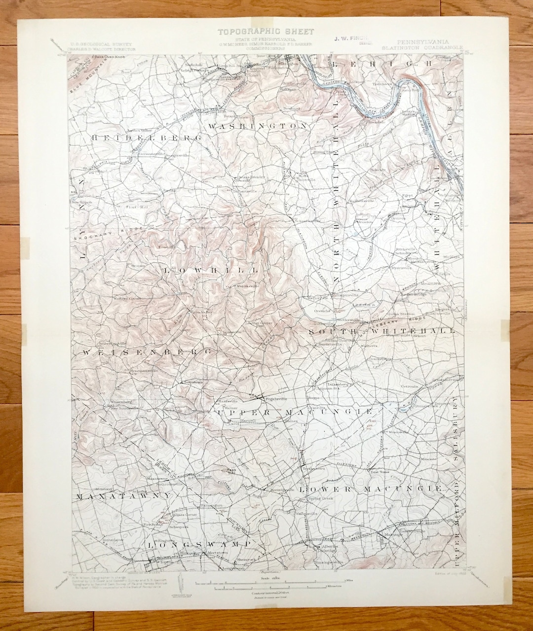Antique Slatington, Pennsylvania 1902 US Geological Survey Topographic ...
