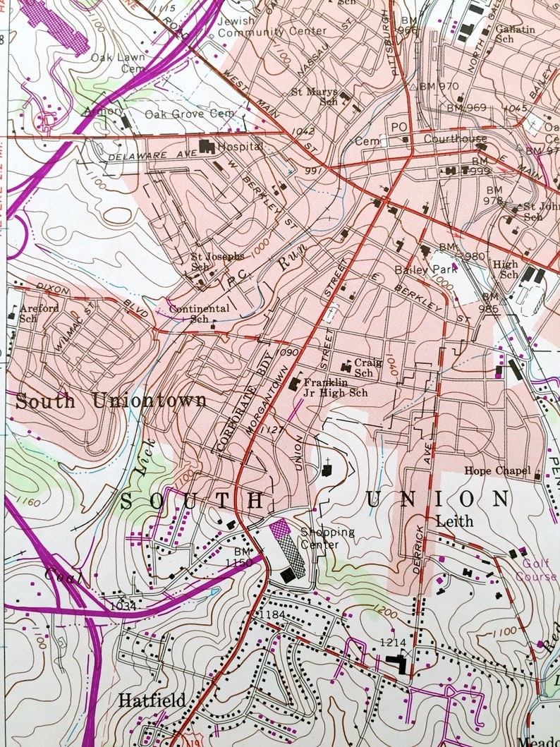 Antique Uniontown, Pennsylvania 1963 US Geological Survey Topographic ...