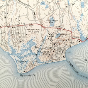 Antique Hyannis, Massachusetts 1942 US Geological Survey Topographic ...