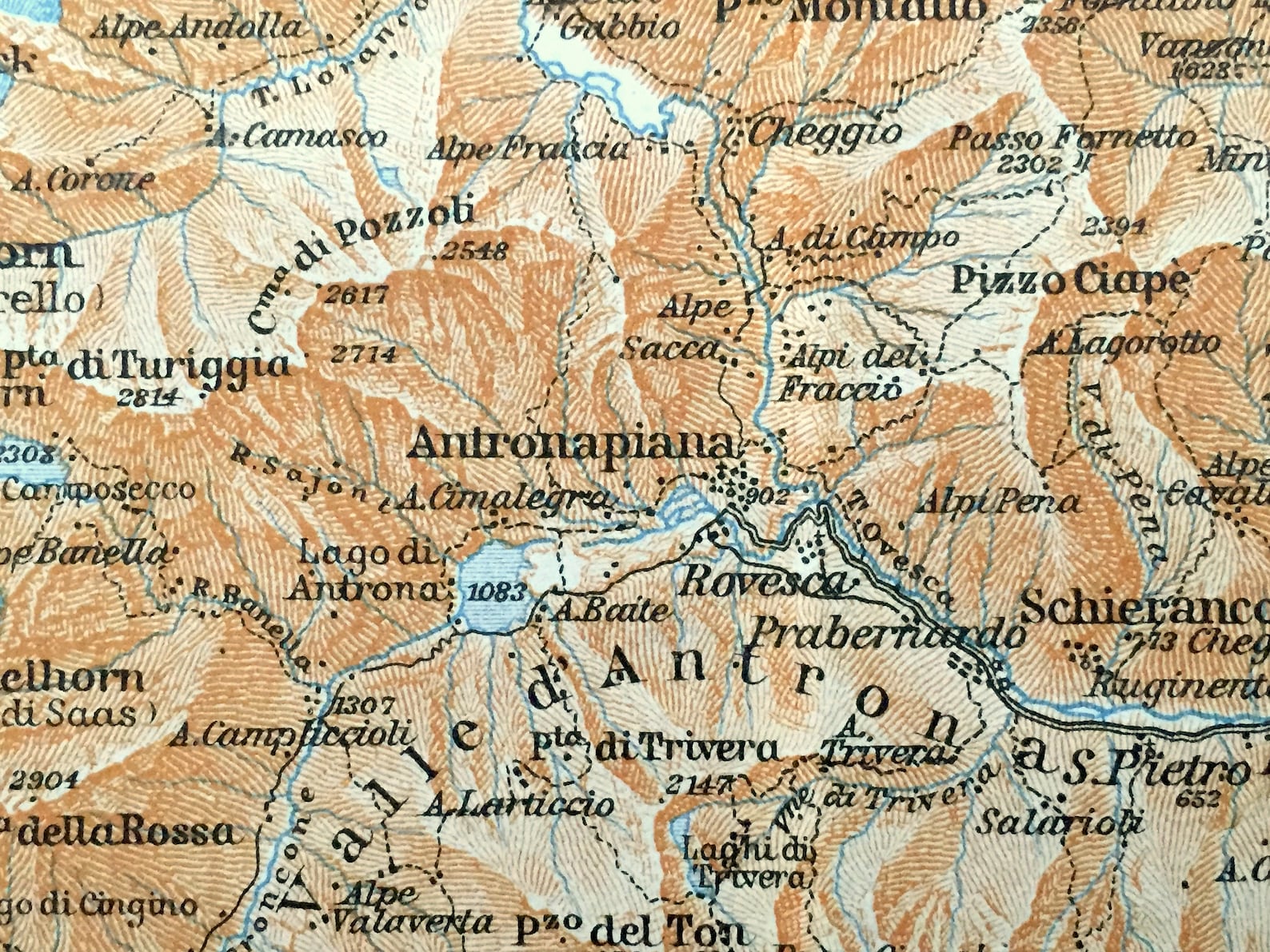 Antique 1913 Domodossola, Italy Map From Baedekers Guide Atlas – Bannio ...