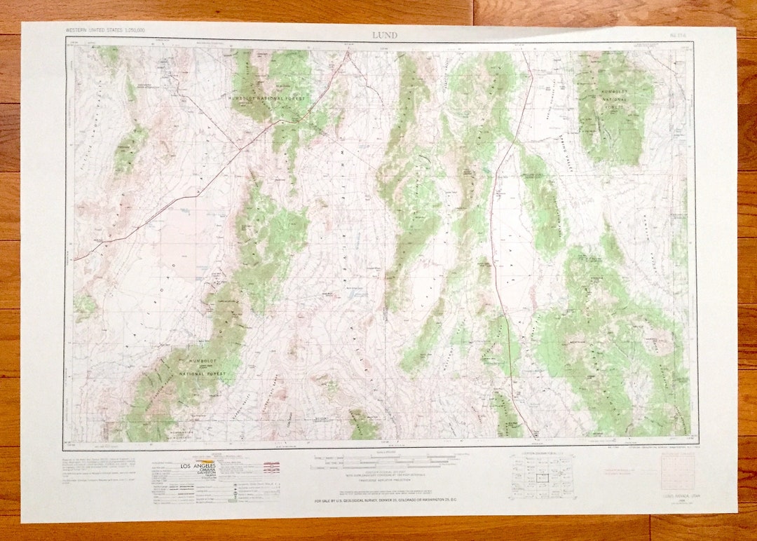 Antique Lund, Nevada 1956 US Geological Survey Topographic Map – Pioche ...