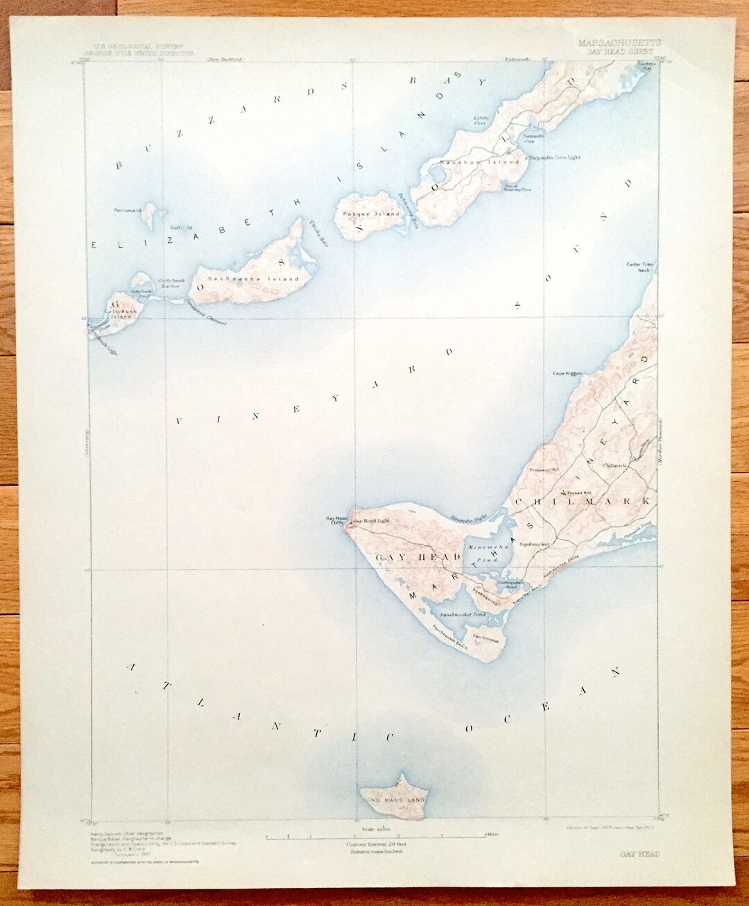 Antique Marthas Vineyard, Massachusetts 1893 US Geological Survey ...