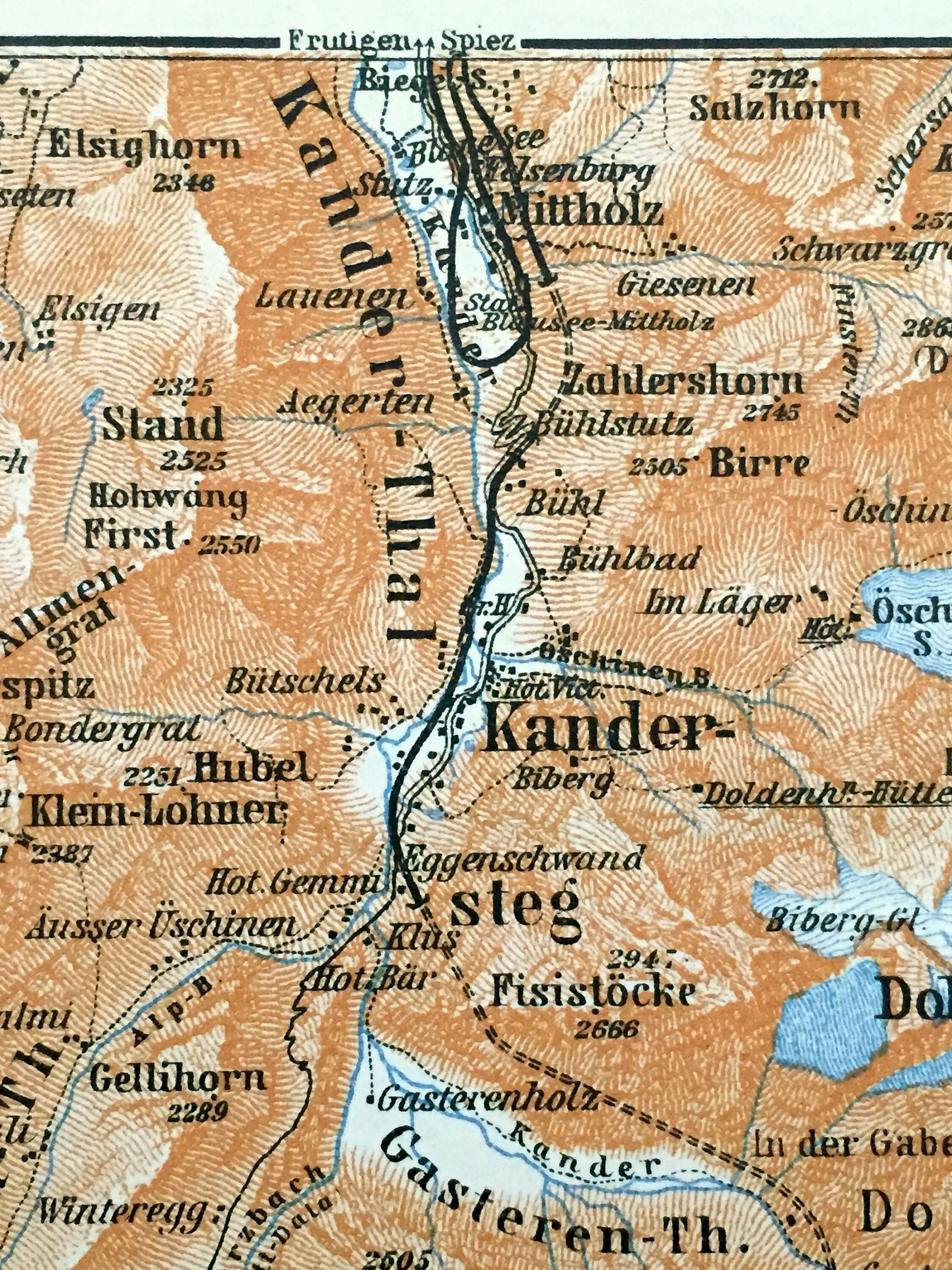 Antique 1913 Blumlisalp Switzerland Map from Baedekers Guide | Etsy