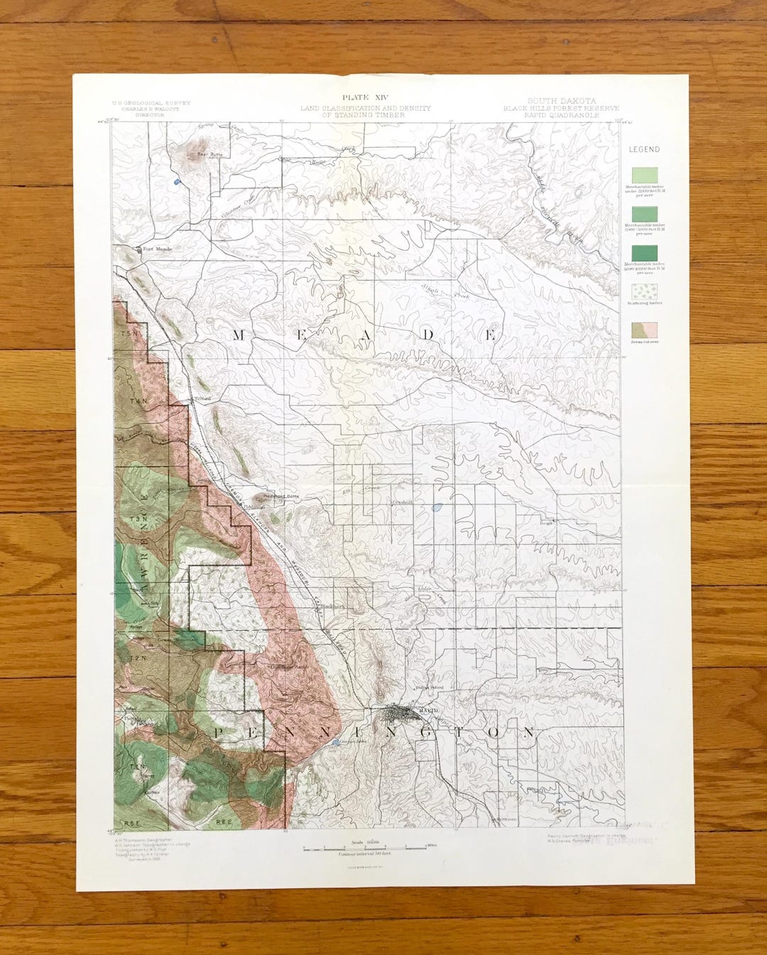 Antique Rapid, South Dakota 1898 US Geological Survey Topographic Map ...