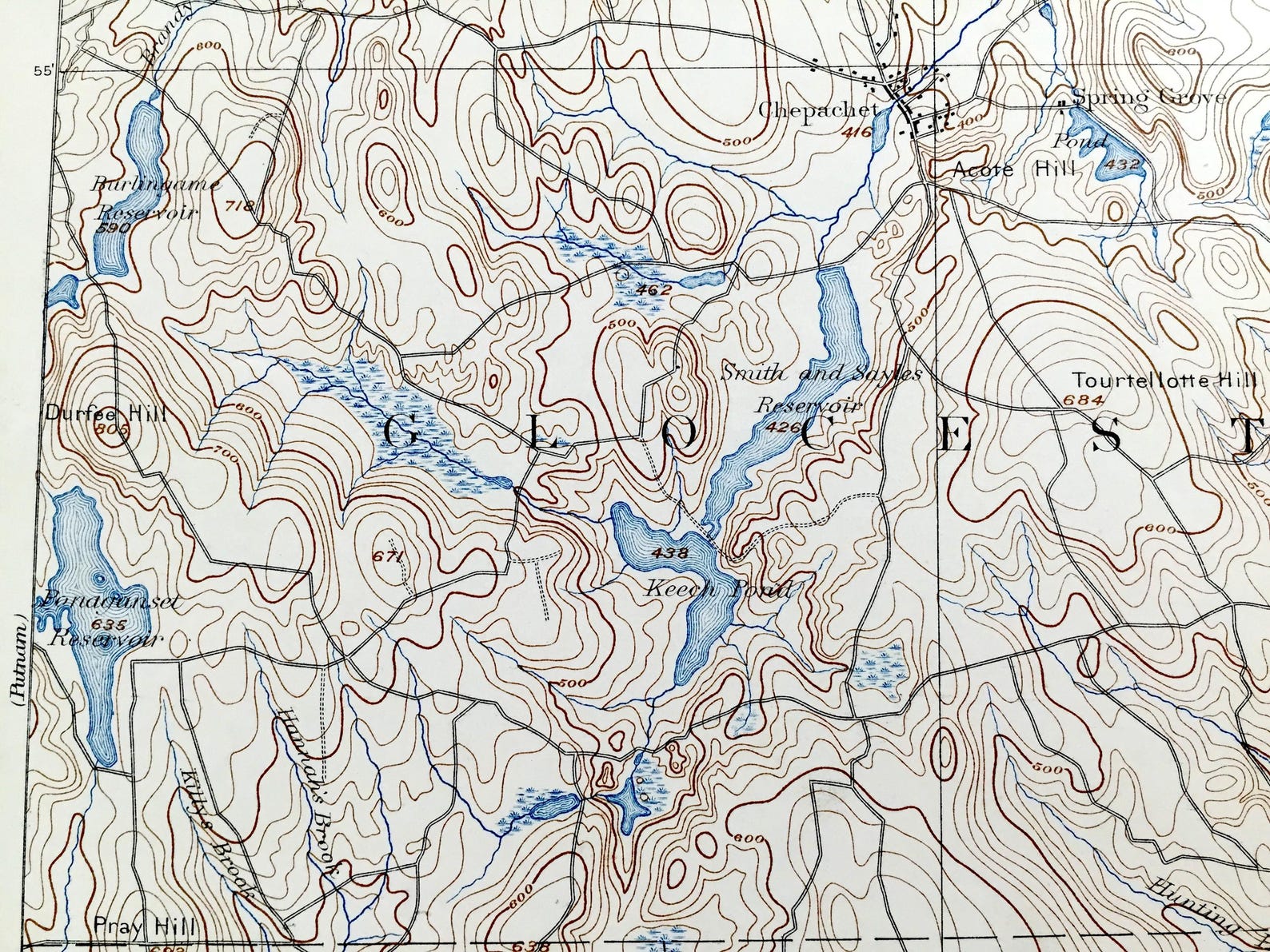 Antique Burrillville, Rhode Island 1894 US Geological Survey ...