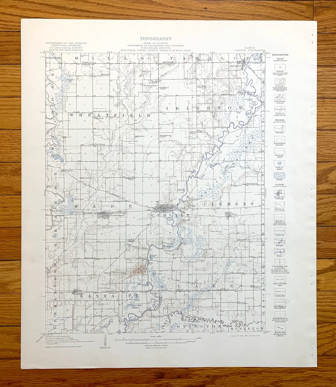 Antique Carlyle, Illinois 1910 US Geological Survey Topographic Map ...