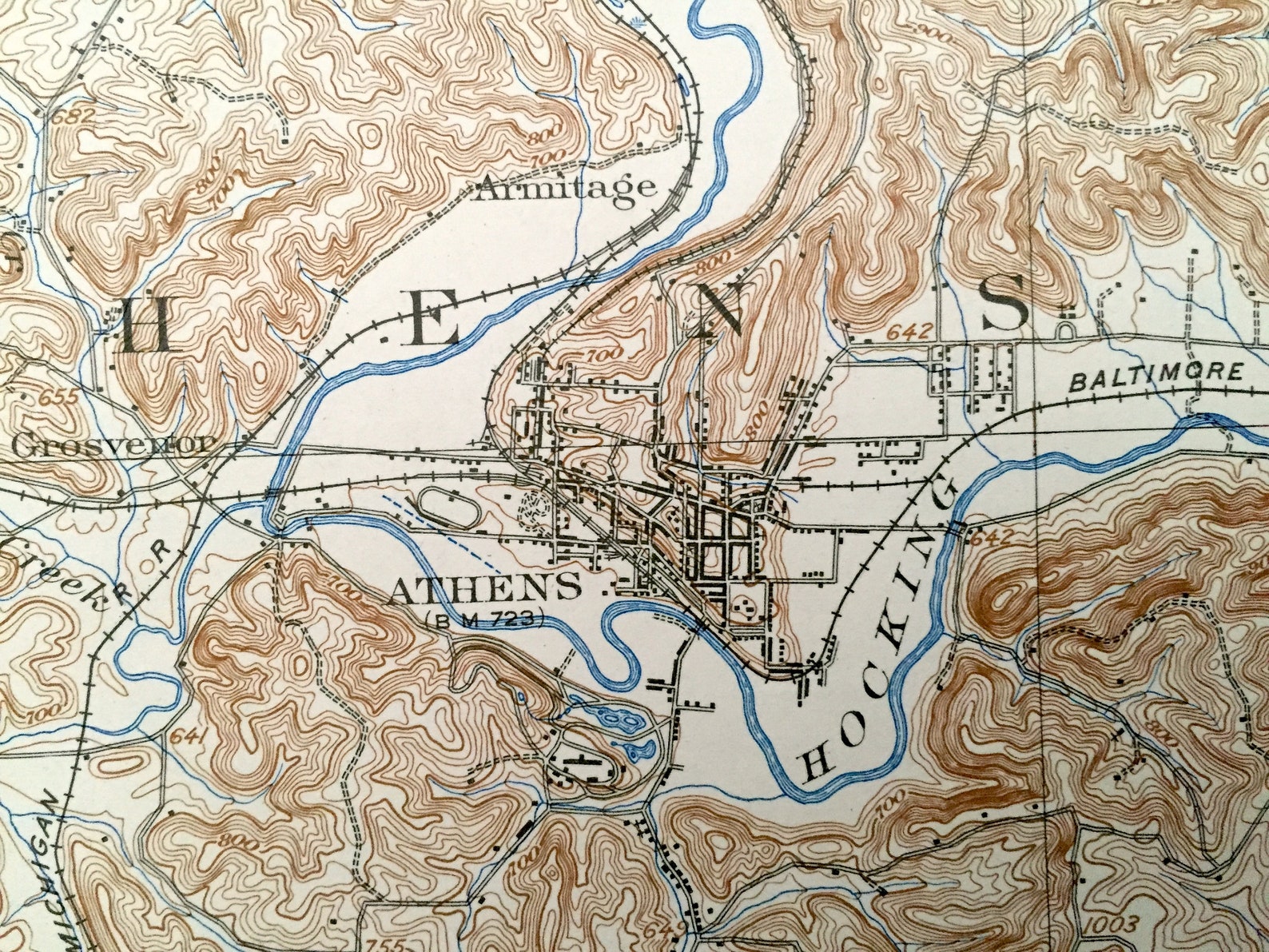 Antique Athens Ohio 1905 US Geological Survey Topographic Map | Etsy