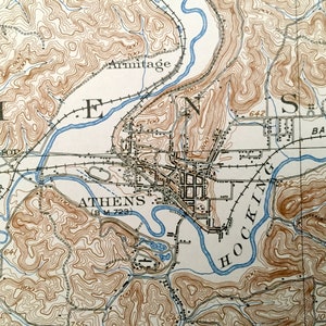 Antique Athens, Ohio 1905 US Geological Survey Topographic Map - Athens ...