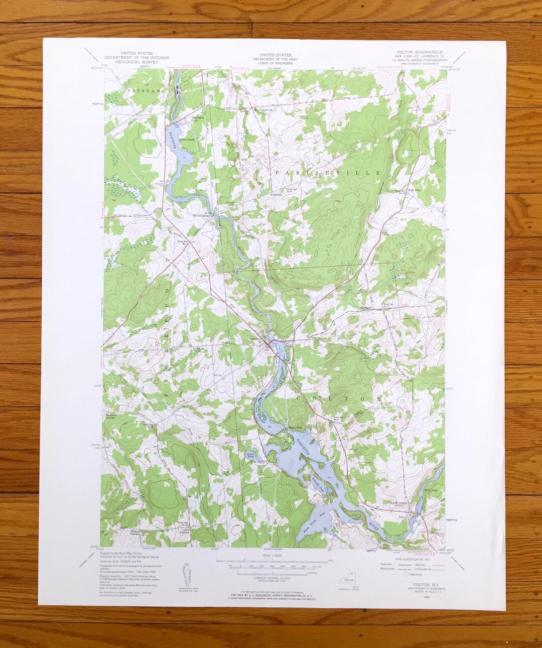Antique Colton, New York 1943 US Geological Survey Topographic Map – St ...