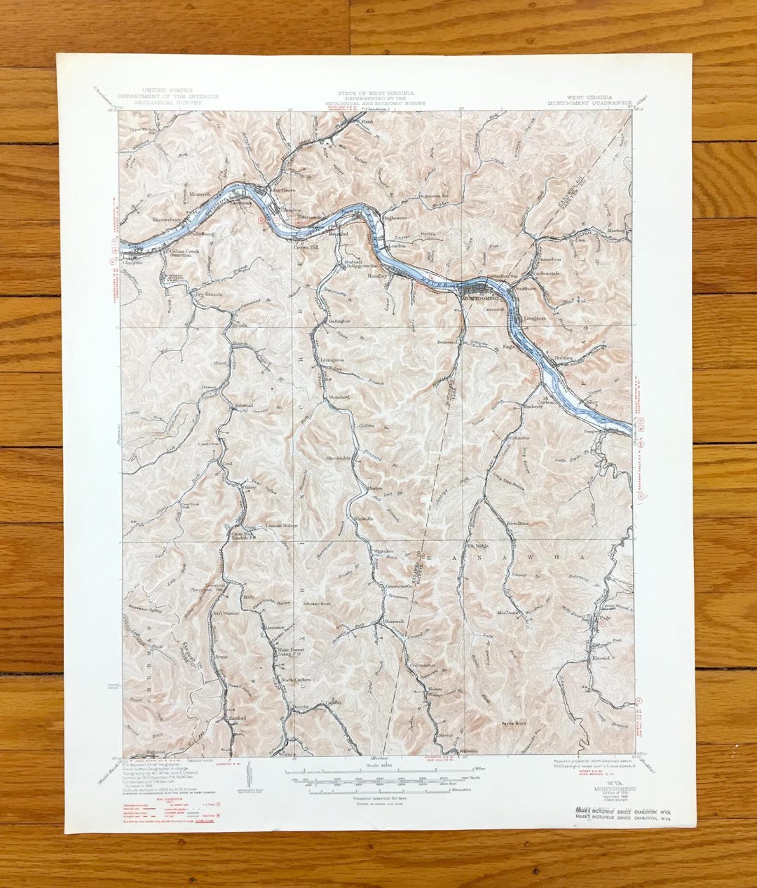 Antique Montgomery, West Virginia 1931 US Geological Survey Topographic ...