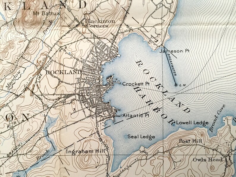 Antique Rockland Maine 1906 US Geological Survey Topographic - Etsy