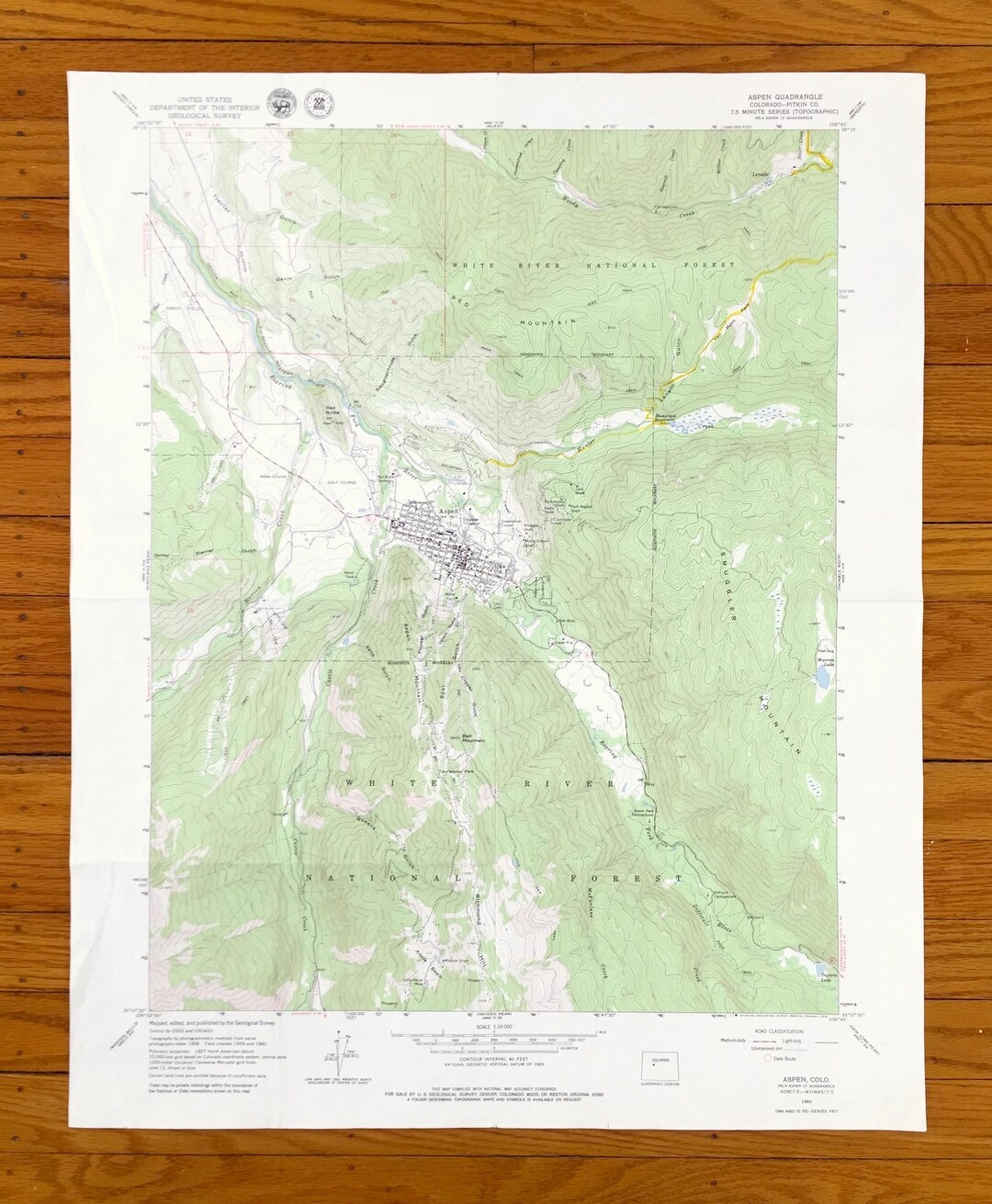 Antique Aspen, Colorado 1960 US Geological Survey Topographic Map ...