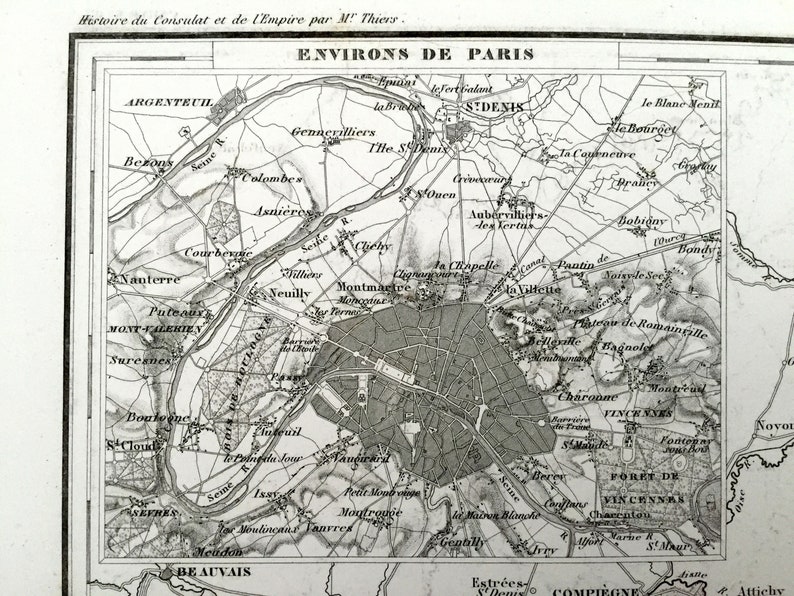 Antique 1859 Paris France Map From Atlas by Dyonnet - Etsy