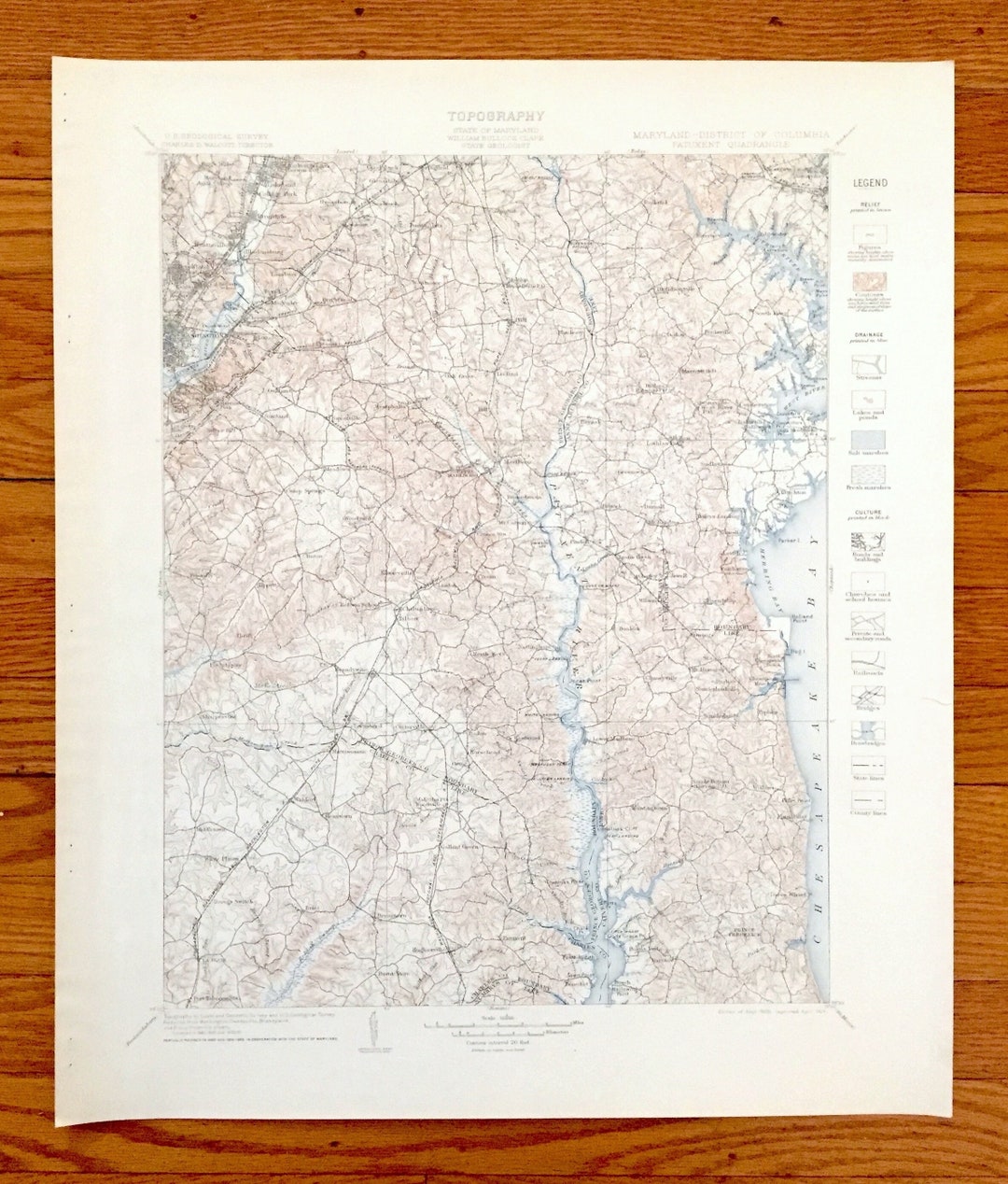 Antique Patuxent, Maryland 1906 US Geological Survey Topographic Map ...
