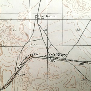 Antique Mt Riley, New Mexico 1917 US Geological Survey Topographic Map ...