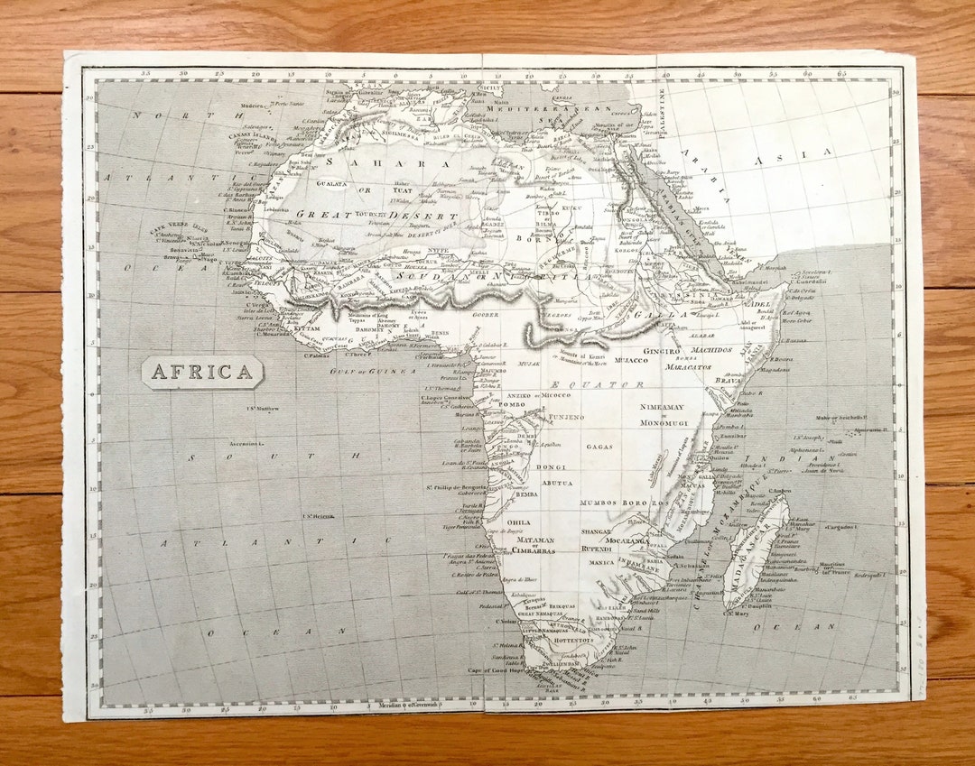 Antique 1800s Africa Map From Atlas – Egypt, Ethiopia, Morocco, Sahara ...