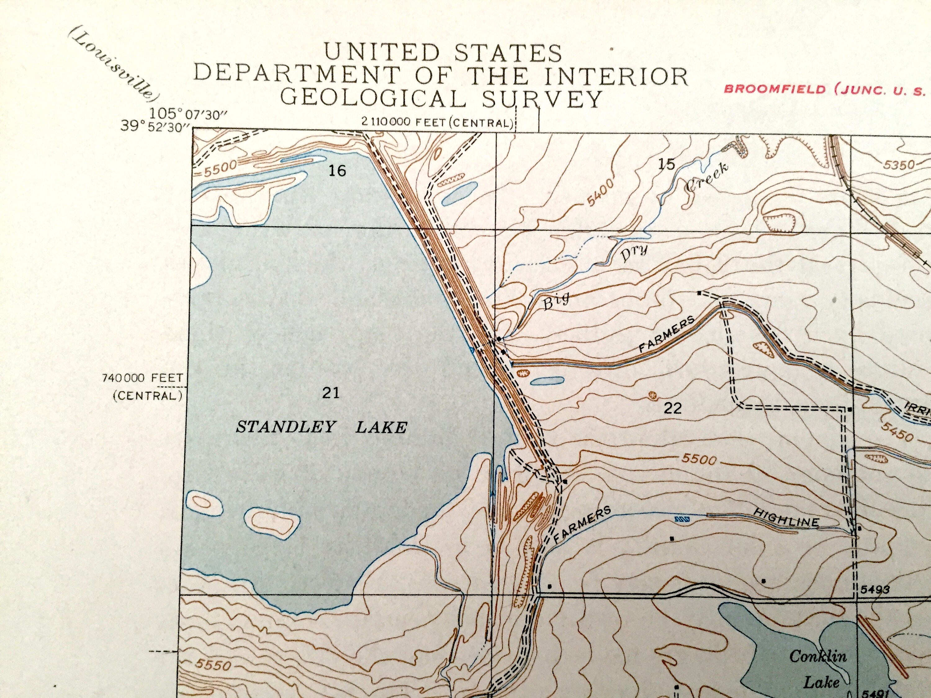 Antique Denver, Colorado 1944 US Geological Survey Topographic Map ...