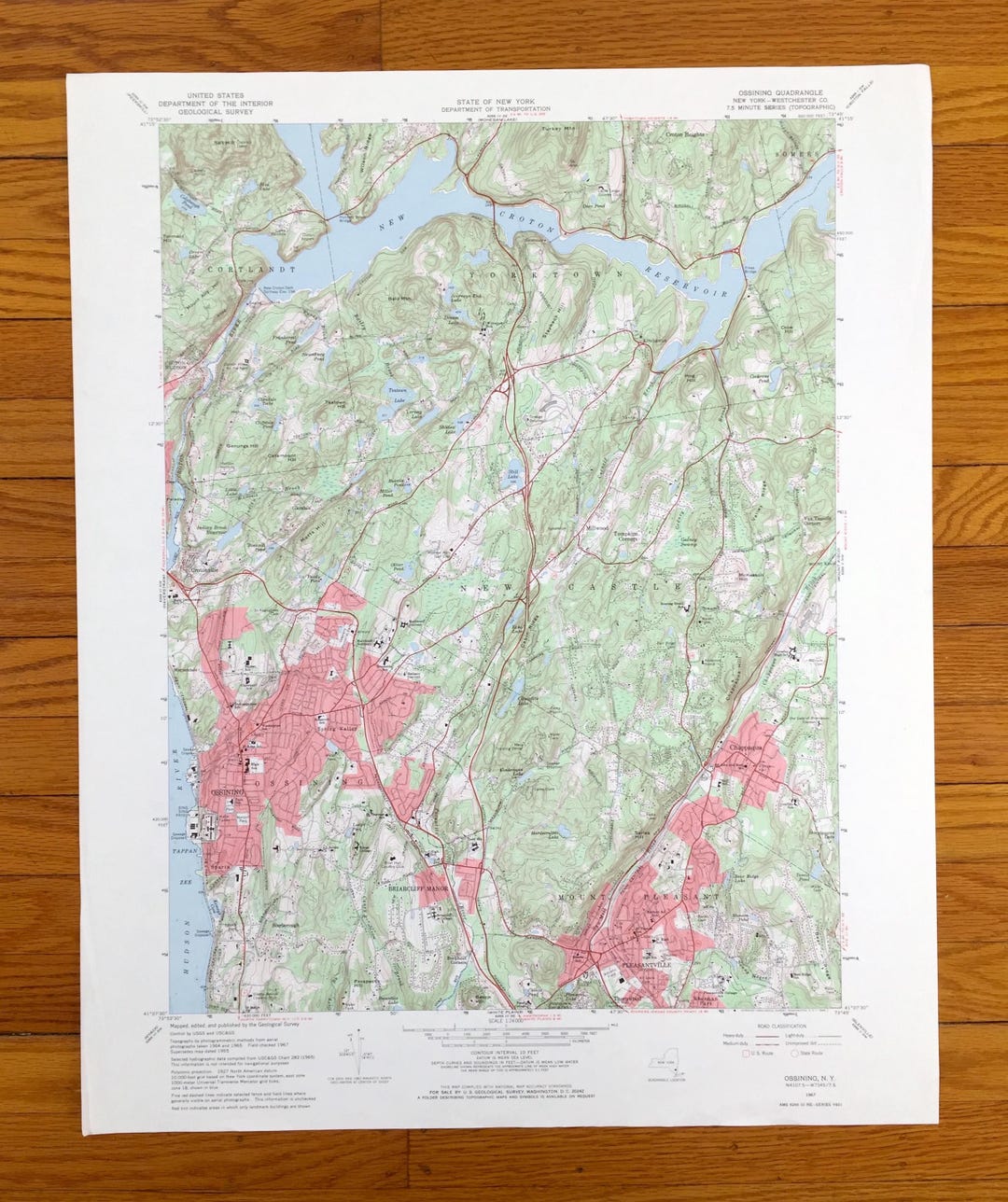 Antique Ossining, New York 1967 US Geological Survey Topographic Map ...
