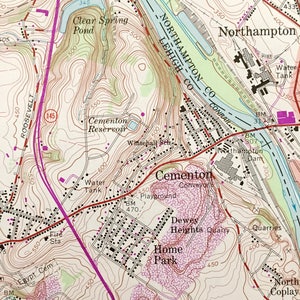 Antique Cementon, Pennsylvania 1964 US Geological Survey Topographic ...