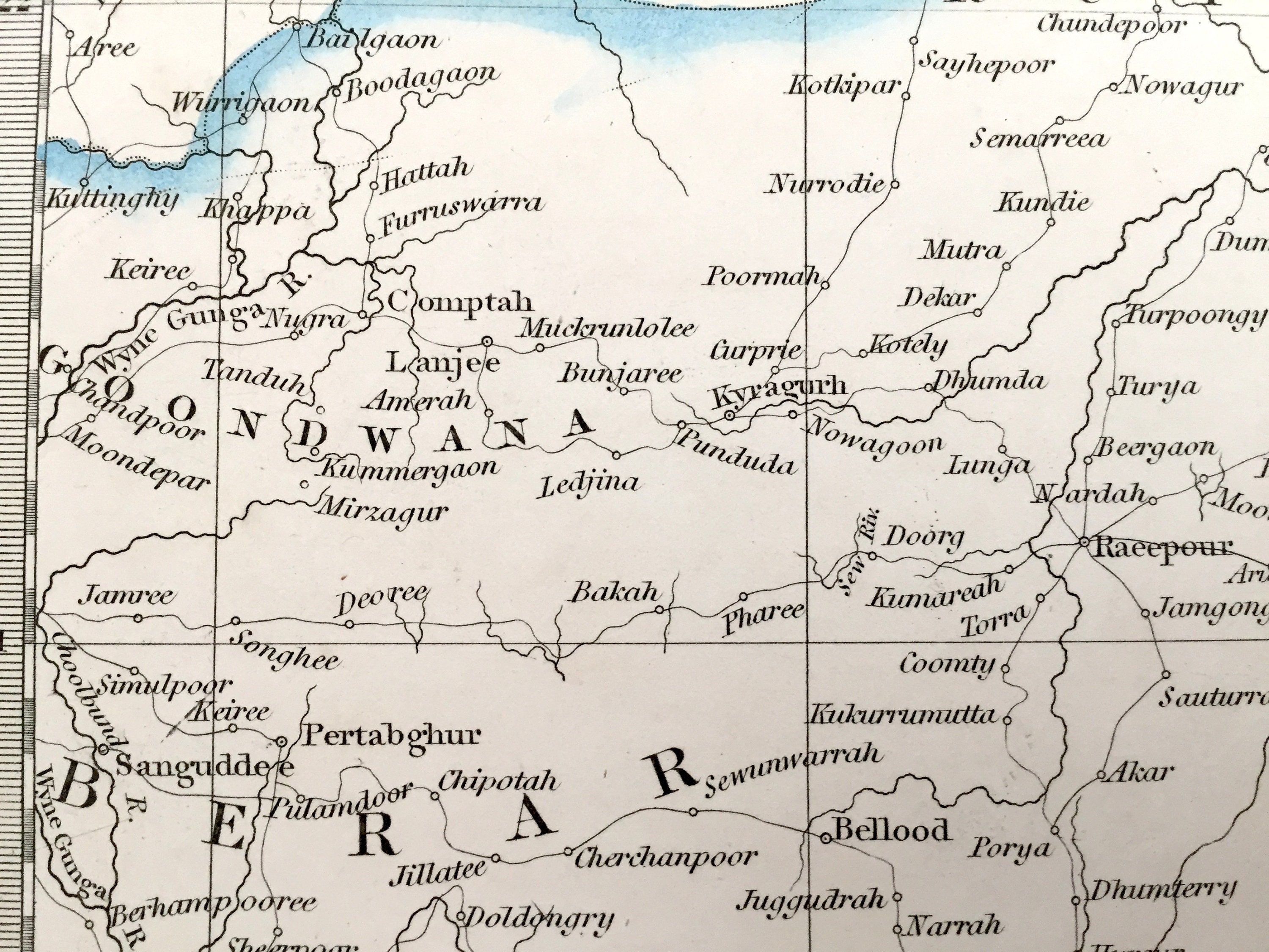 Antique 1845 India Map From SDUK Atlas – Palmyras, Odisha, Sumbulpoor ...