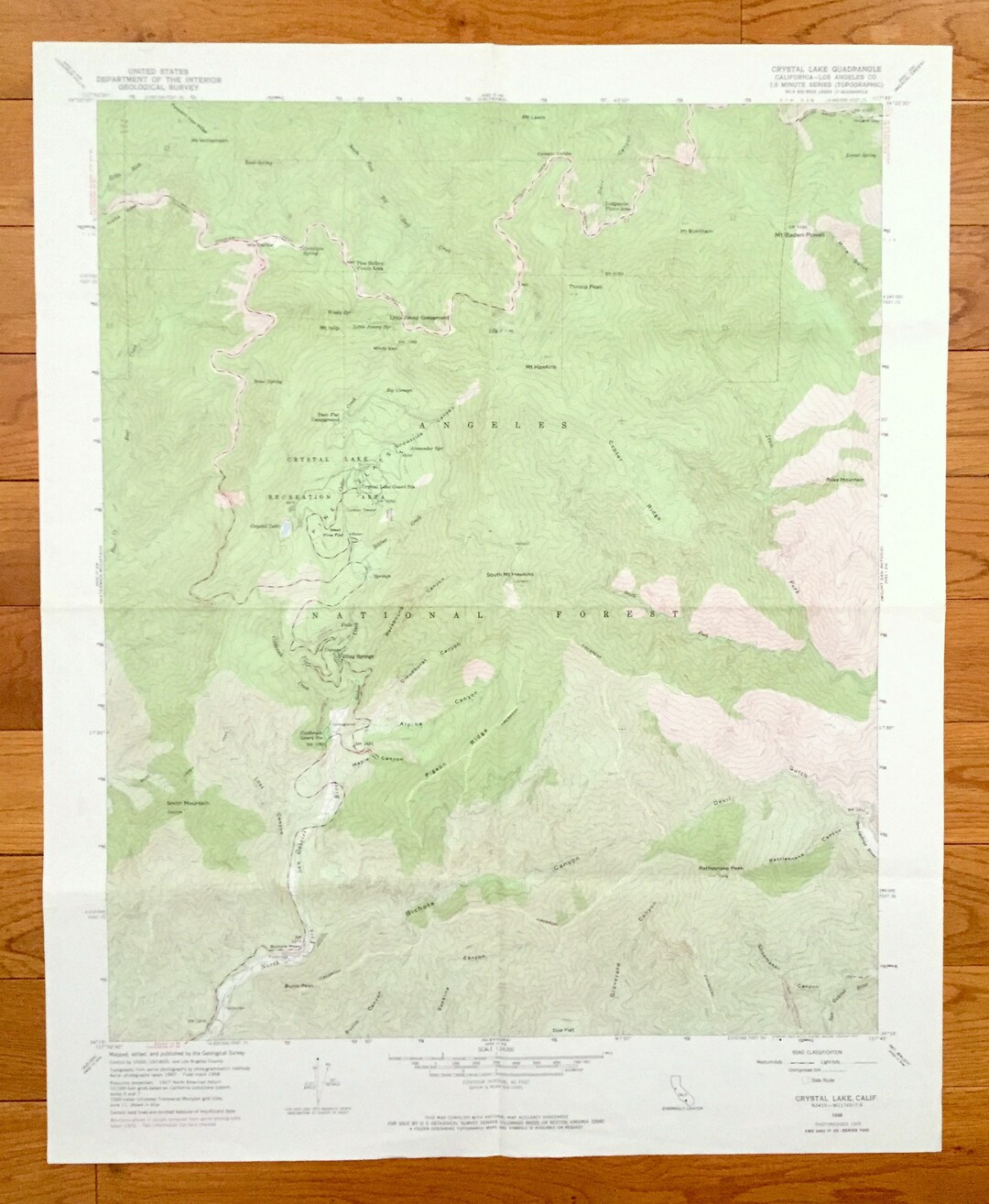 Antique Crystal Lake, California 1958 US Geological Survey Topographic ...