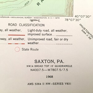 Antique Saxton, Pennsylvania 1968 US Geological Survey Topographic Map ...
