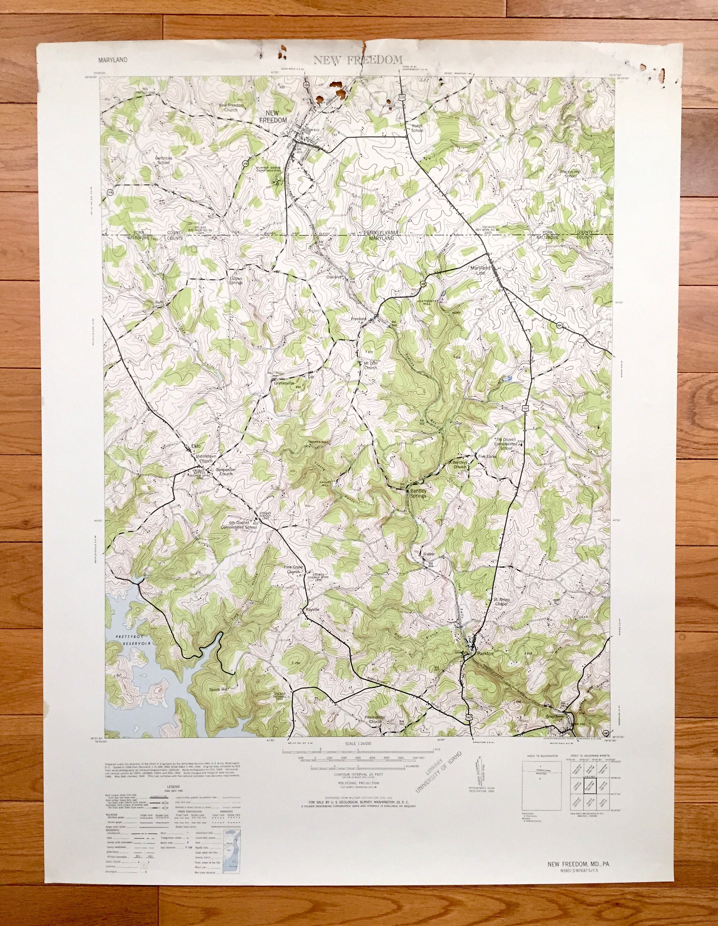 Antique New Freedom, Pennsylvania 1953 US Geological Survey Topographic ...