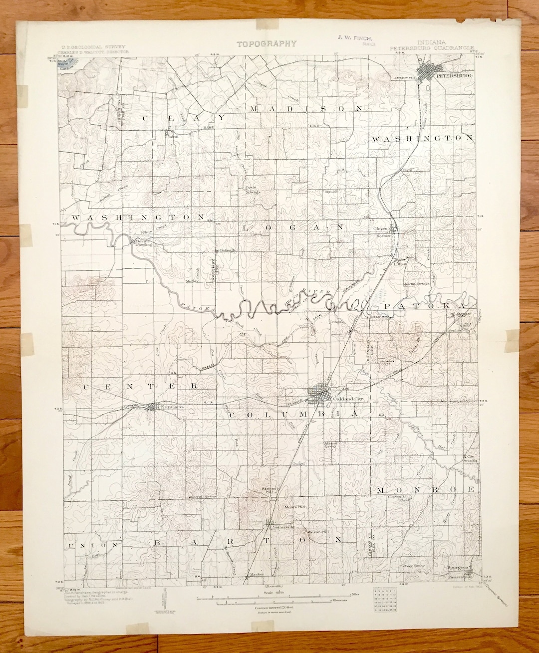 Antique Petersburg, Indiana 1903 US Geological Survey Topographic Map ...