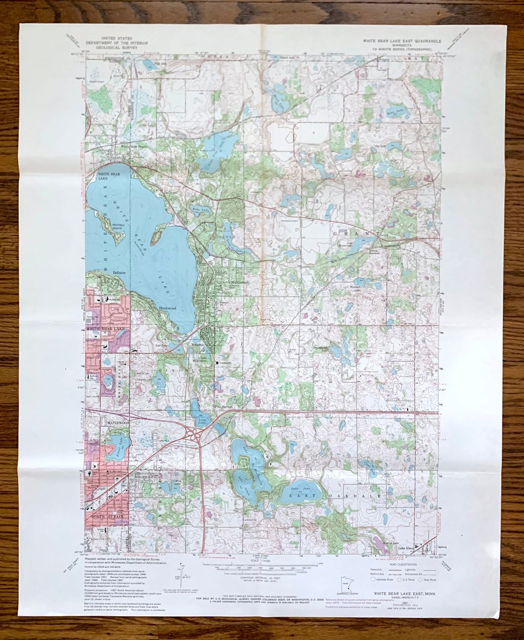 Antique White Bear Lake East, Minnesota 1967 US Geological Survey ...