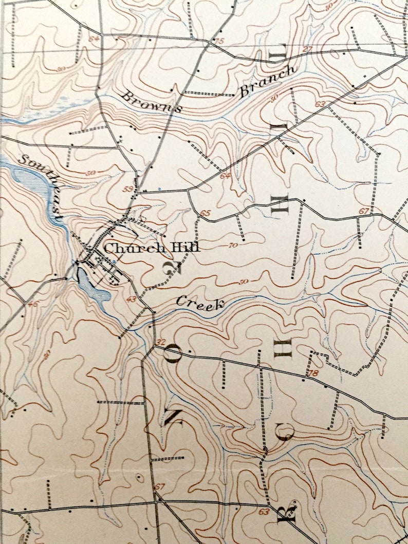 Antique Barclay, Maryland 1905 US Geological Survey Topographic Map ...