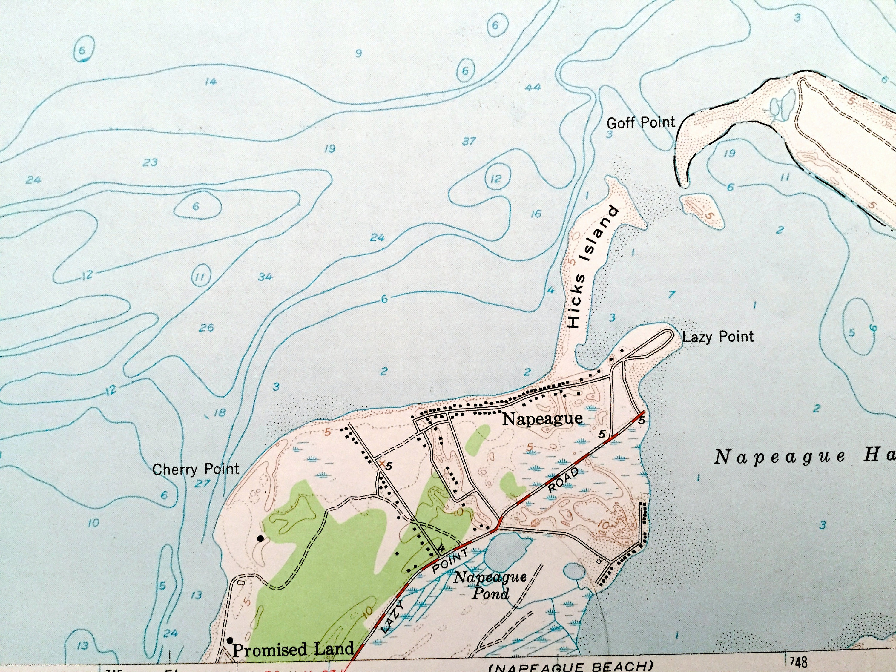 Antique Gardiners Island East, New York 1956 US Geological Survey ...